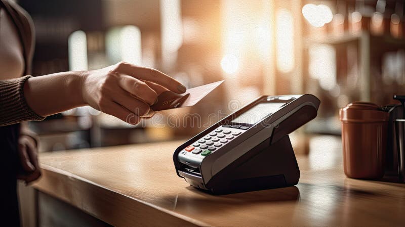 Contactless Payment on Store Counter Stock Illustration - Illustration ...