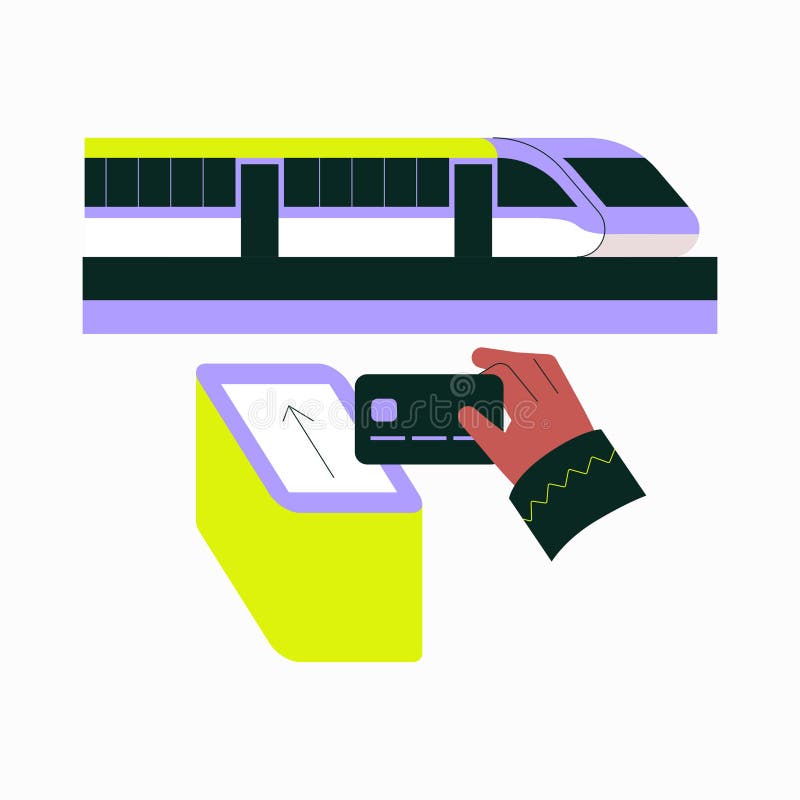 Contactless Payment at Train Station in Flat Vector Illustration ...