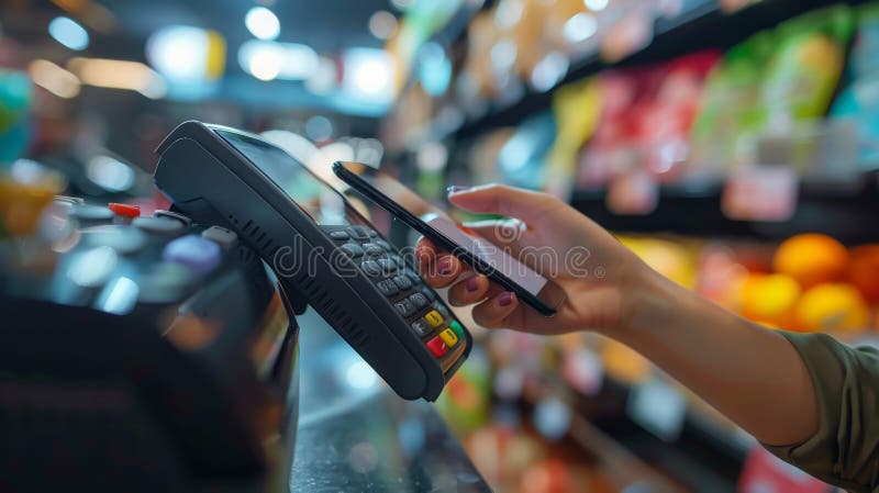 Contactless Payment Transaction at a Retail Checkout with a Smartphone ...