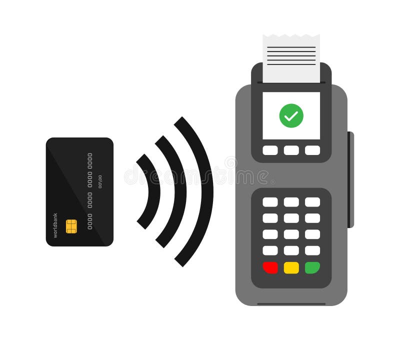 Contactless Payment Vector Illustration, Nfc Pay, Pos Machine Stock ...
