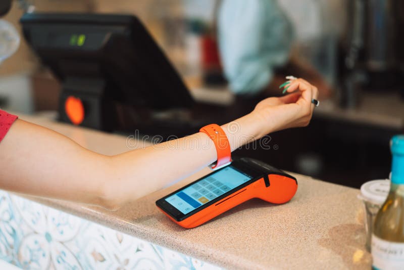 Contactless Payment from Watch Via Pos Terminal Stock Image - Image of ...
