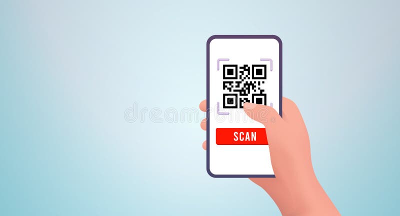 Contactless Payments with QR Code Payment Concept. Hand Holding Phone ...
