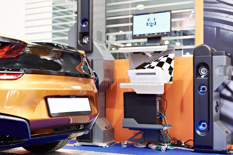 Contactless Stand for Checking Wheel Alignment Stock Photo - Image of ...