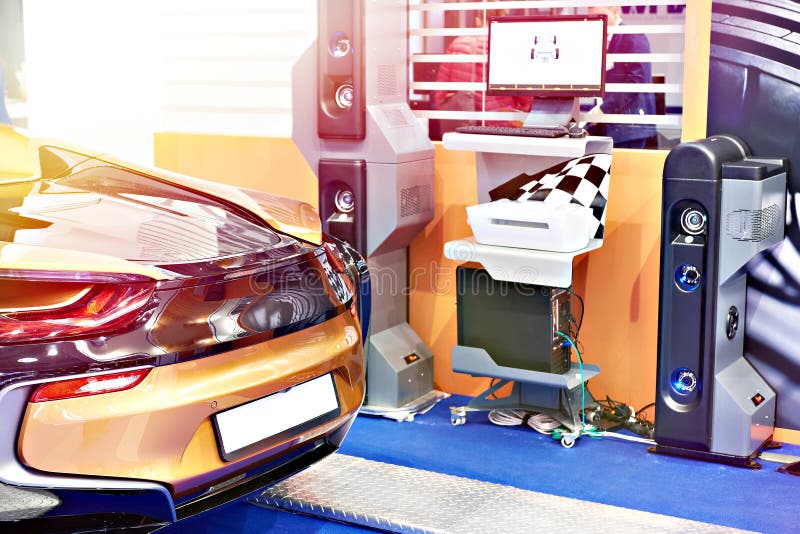 Contactless Stand for Checking Wheel Alignment Stock Image - Image of ...