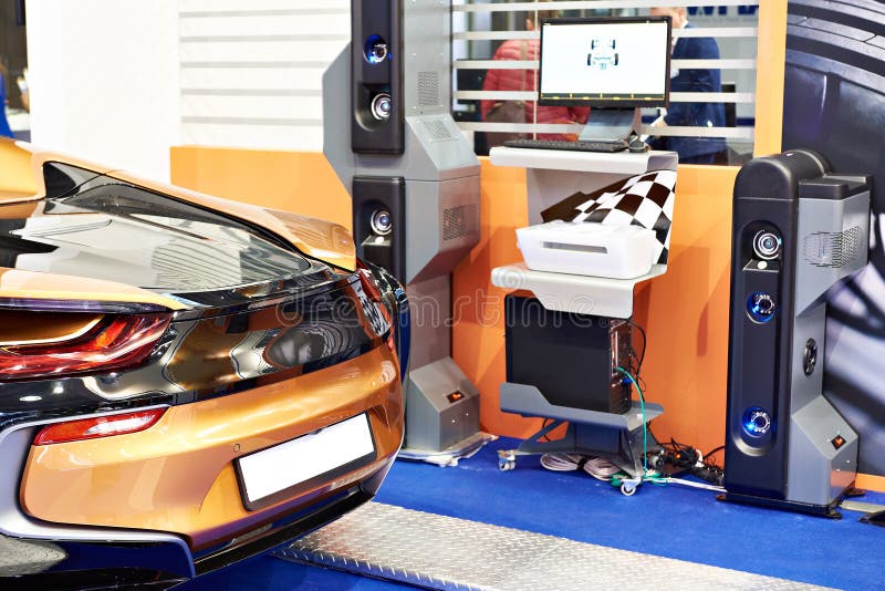 Contactless Stand for Checking Wheel Alignment Stock Photo - Image of ...