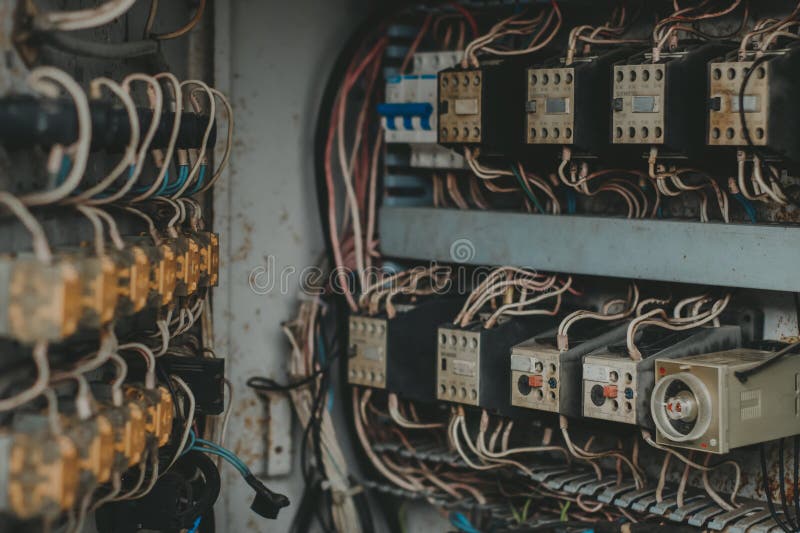 Contactor Electrical Circuit in the Panel Stock Image - Image of ...