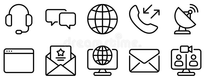 Contacts and Communication Icon Set Streamlined Line Style Collection ...