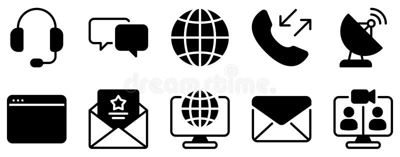 Contacts and Communication Icon Set Streamlined Line Style Collection ...