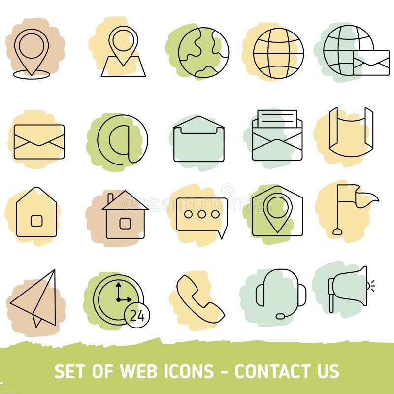 Contacts icon set stock vector. Illustration of pointer - 109717498