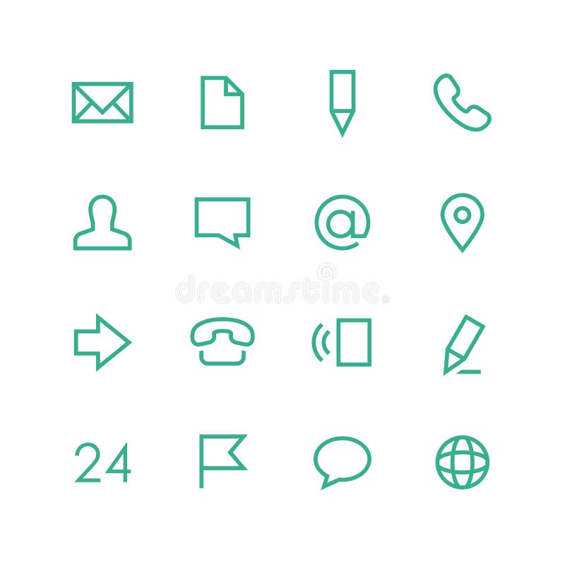 Contacts Icon Set. Collection Social Media or Communication Symbols ...