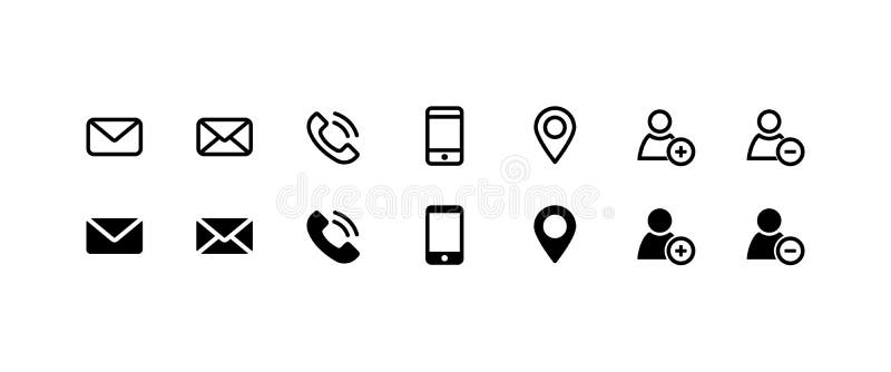 Contacts Icons Set in Simple Black Style. Vector EPS 10 Stock Vector ...