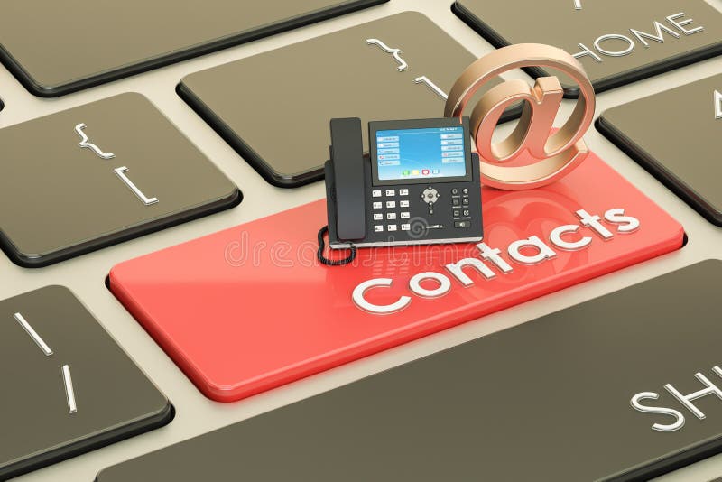 Contacts, Red Hot Key on the Keyboard. 3D Rendering Stock Illustration ...