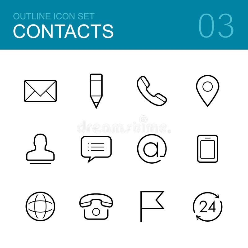 Contacts Simple Vector Icon Set Stock Vector - Illustration of address ...