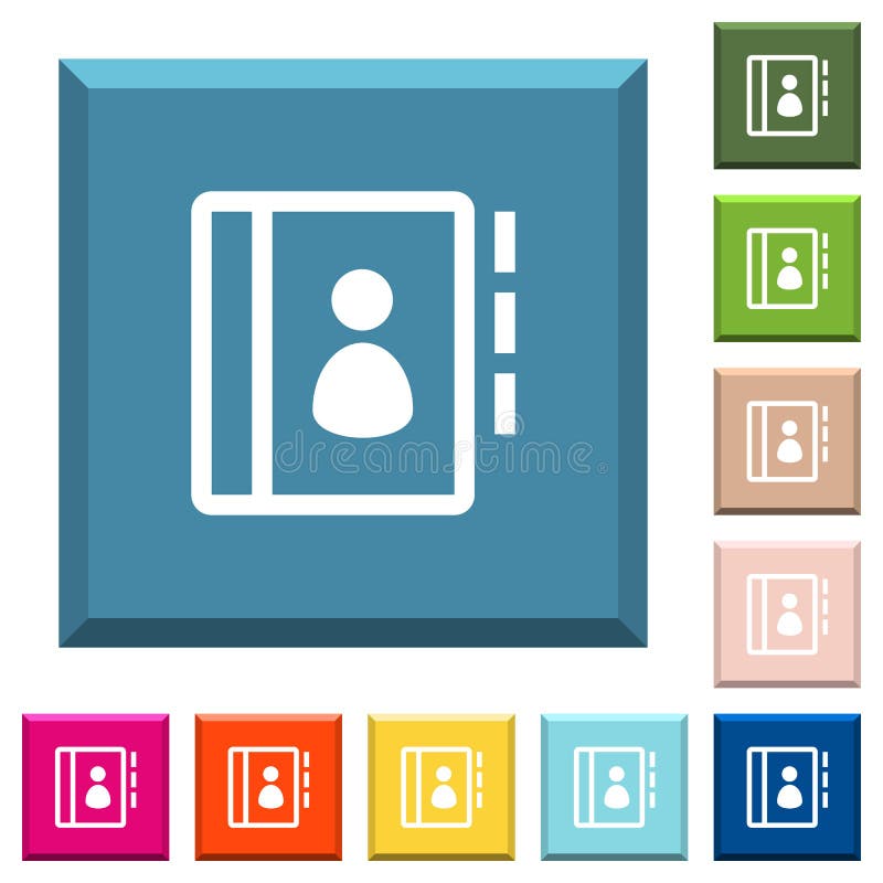 Contacts White Icons on Edged Square Buttons Stock Illustration ...