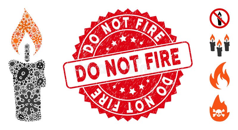 Microbe Mosaic Candle Icon with Distress Round Do Not Fire Stamp Stock ...