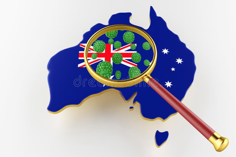 Contagious HIV AIDS, Flur or Coronavirus with Australia Map. 3D ...