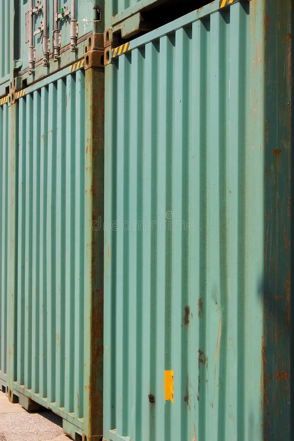 Shipping Container Close Up Security Fence Stock Image - Image of close ...