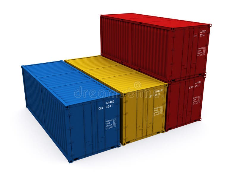 Set of cargo containers stock illustration. Illustration of isolated ...