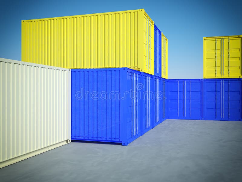 Set of Cargo Container Templates Stock Illustration - Illustration of ...