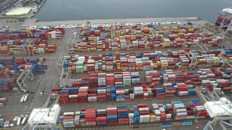 AGV Carrying a Container in a Port Stock Footage - Video of harbour ...