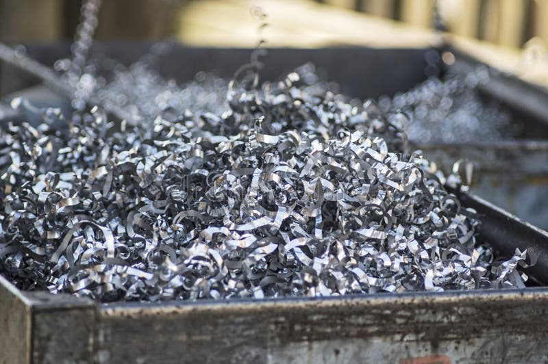 Container with Aluminum Chips Stock Image - Image of accumulate, shine ...