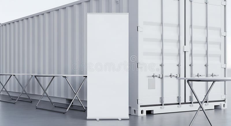 Container and Banner with Table Stock Illustration - Illustration of ...