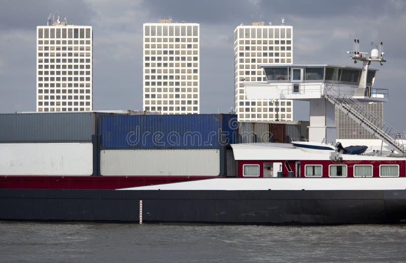 Container barge stock photo. Image of inland, river, mode - 29237192