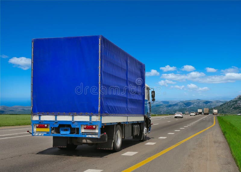 Container on the Big Highway. Stock Photo - Image of motorway ...