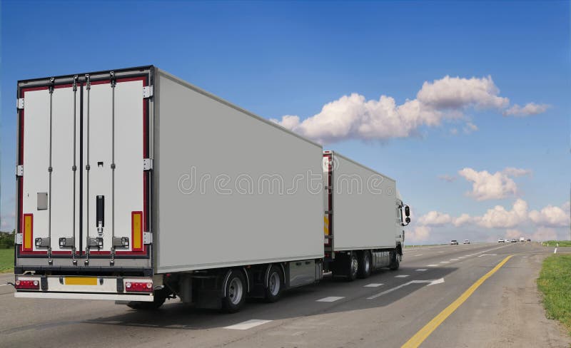 Container on the Big Highway. Stock Photo - Image of road, lorry: 66678766