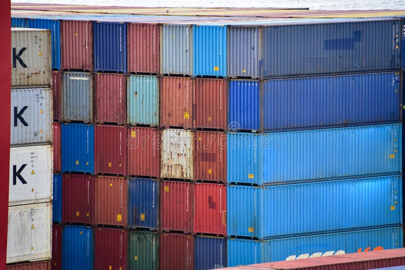 Container Box from Cargo Ship for Import and Export. Freight Shipping ...