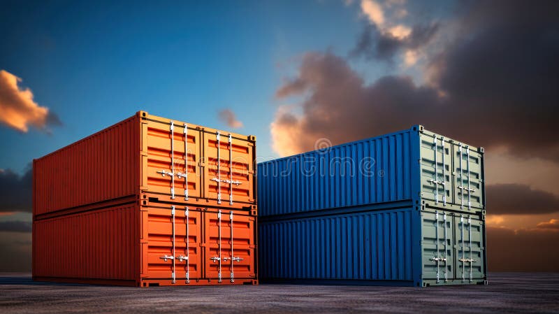 Container Box from Cargo Ship for Import-export, Logistics Concept ...
