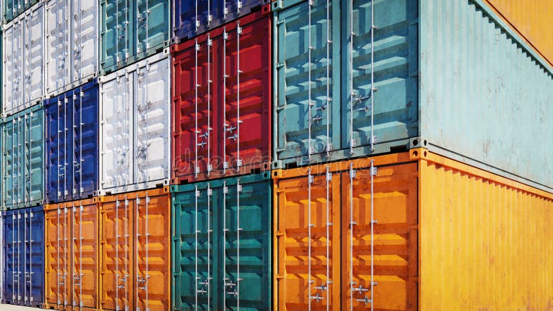 Container Box for Logistic Import and Export, 3d Rendering Stock ...