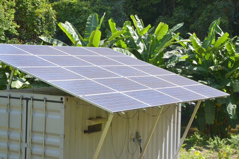 Container Box with Solar Panels Stock Image - Image of innovation ...