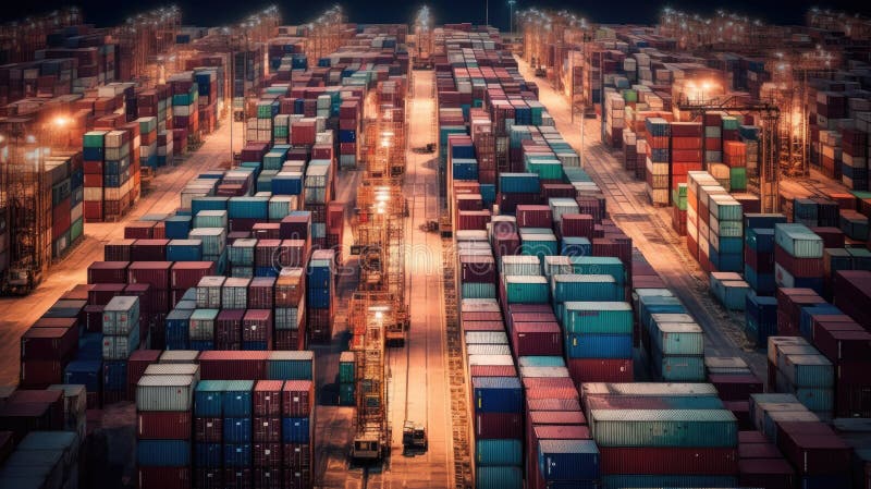 Container Box in Warehouse in Shipping Port Stock Illustration ...