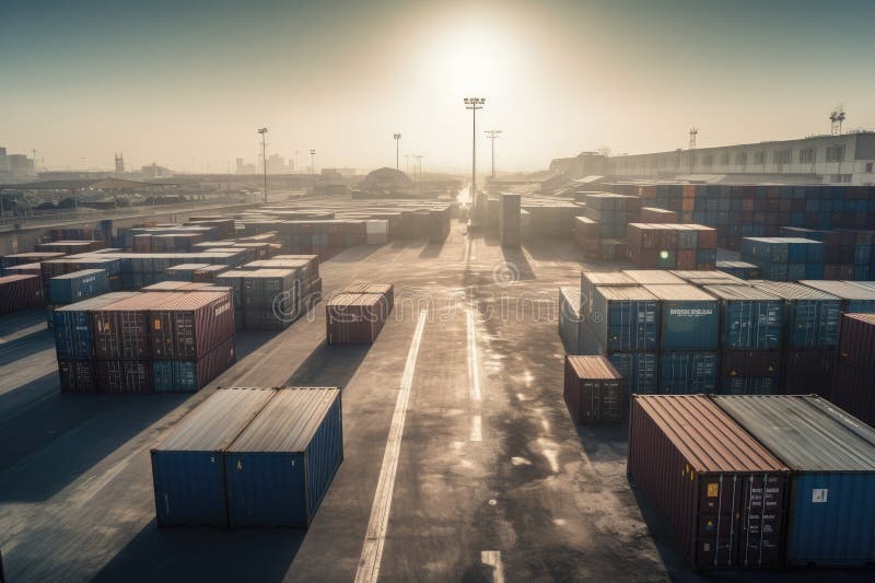 Container Box in Warehouse in Shipping Port Stock Illustration ...