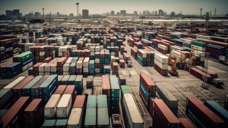 Container Box in Warehouse in Shipping Port Stock Illustration ...