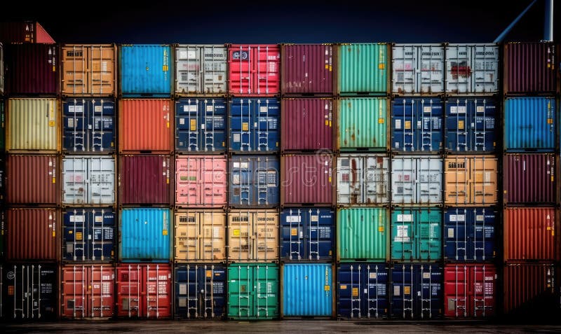 Container Boxes Being Loaded Onto Cargo Ship for Export. Creating Using ...