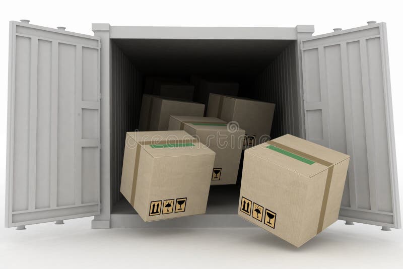 Container with boxes stock illustration. Illustration of isolated ...