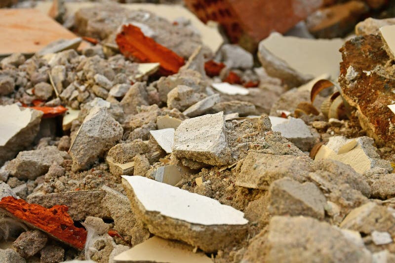 Container with Building Rubble in a Closeup Stock Photo - Image of ...