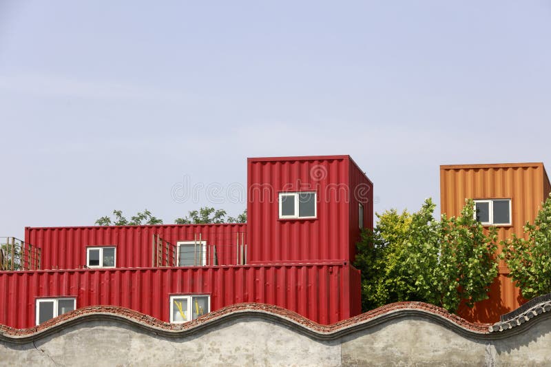 Container Buildings in a Park, China Stock Photo - Image of ...