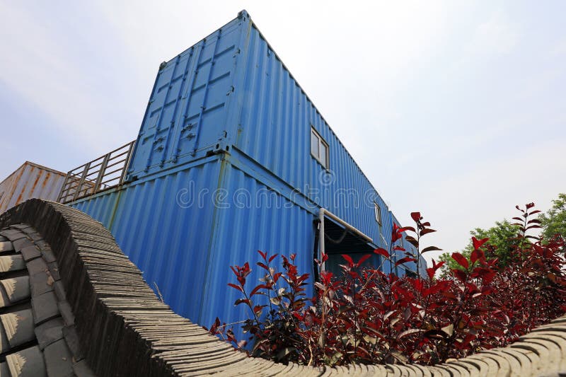 Container Buildings in a Park, China Stock Photo - Image of building ...