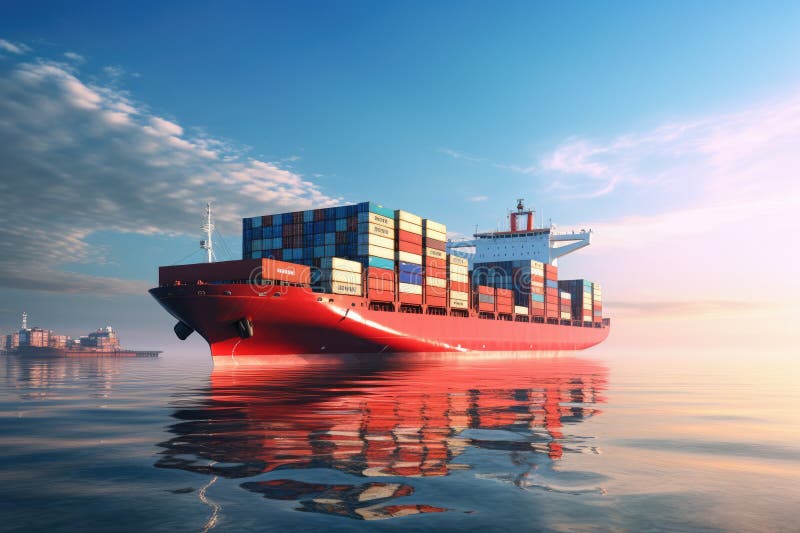 Container Cargo Freight Ship in the Calm Sea Ai Generator Stock ...