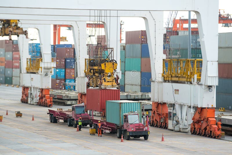 Container Cargo Freight Ship in Shipyard Stock Image - Image of bangkok ...