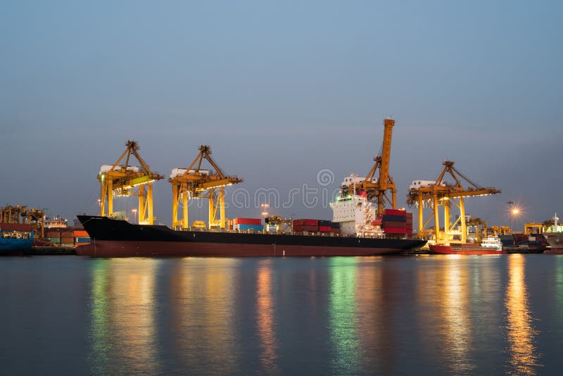 Shipyard at night stock photo. Image of crane, reflected - 13147170