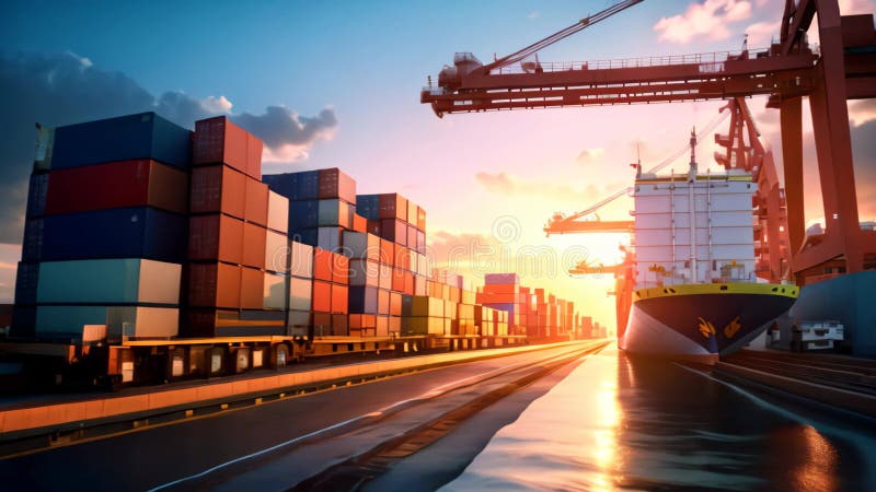 Container Cargo Freight Ship with Working Crane , Container Cargo ...