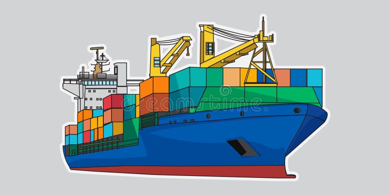 Container Cargo Freight Ships Vector Illustration Stock Vector ...