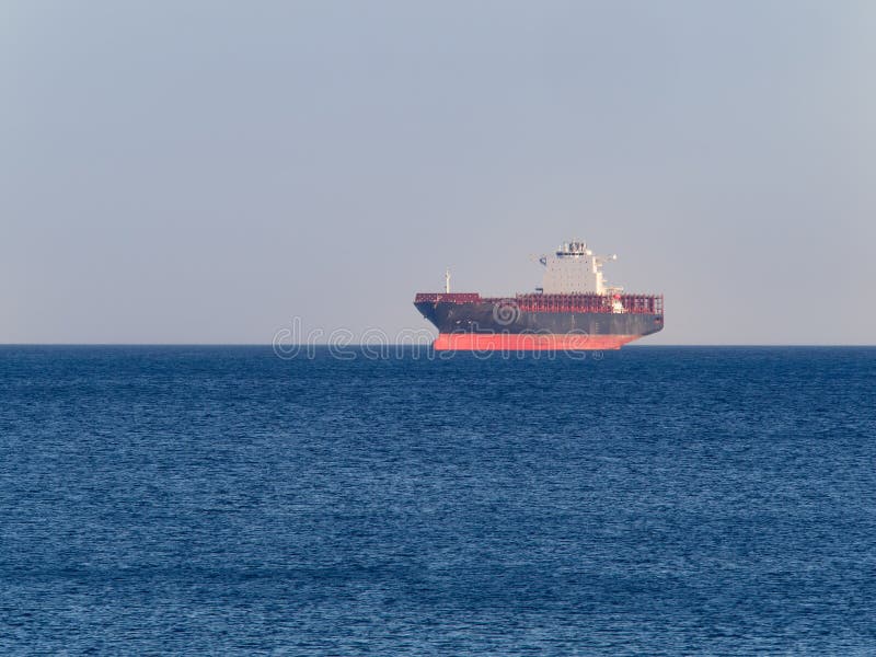 Container Cargo Ship Anchored Off the Harbor Awaiting Loading Editorial ...