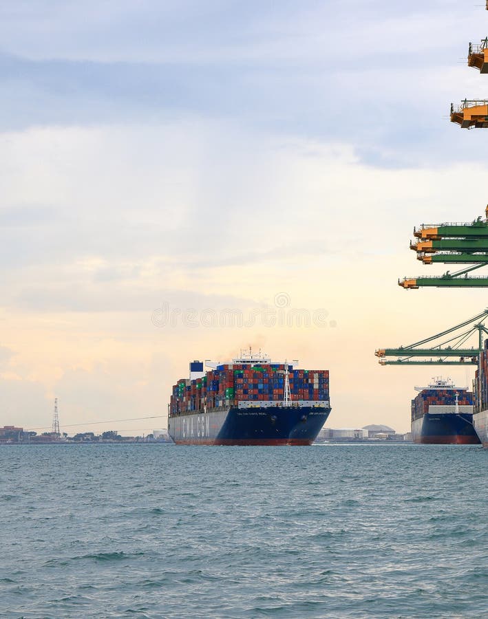 Container Cargo Ship Arrive Commercial Deep Seaport Editorial Stock ...