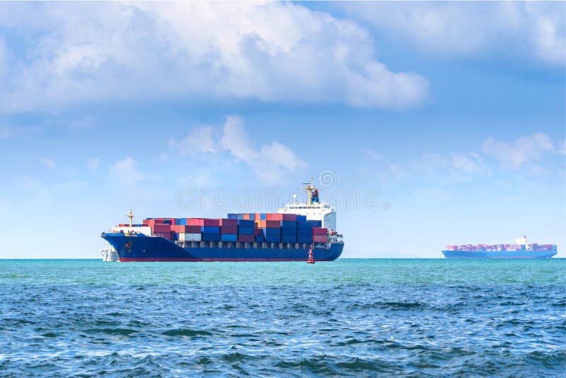 Container Cargo Ship. General Cargo Vessels. Stock Photo - Image of ...