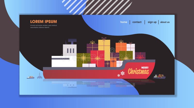 Container Cargo Ship with Gift Present Boxes Logistic Transportation ...